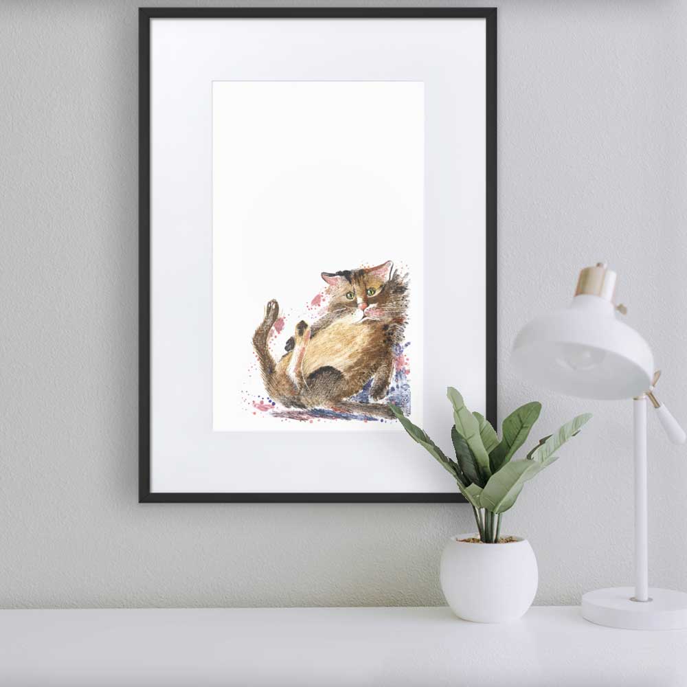 Poster with passepartout | Dom cat, monotype | artlia – ARTLIA